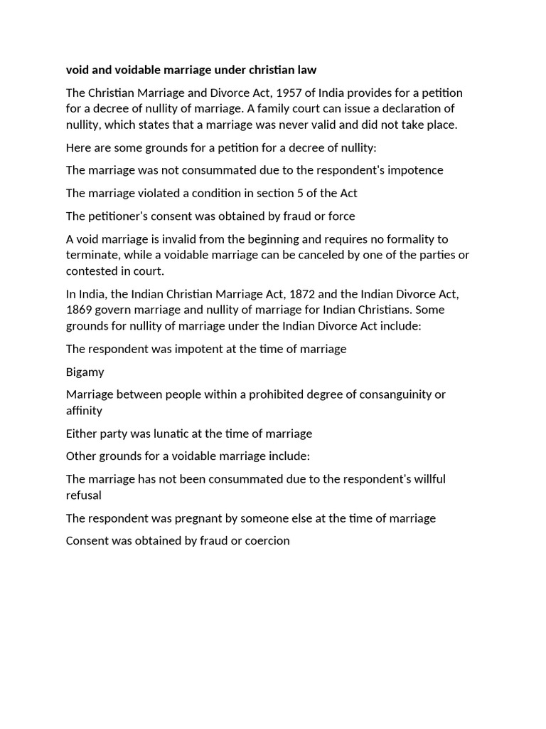 VOID & Voidable Marriage | PDF