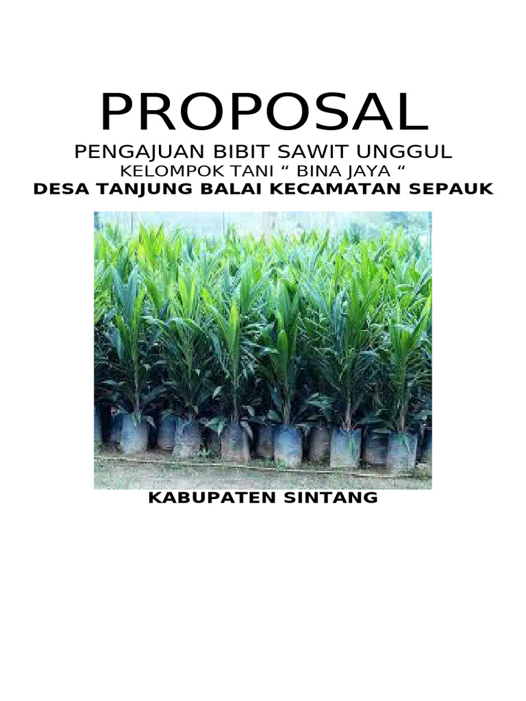 Cover Proposal Bibit Sawit | PDF