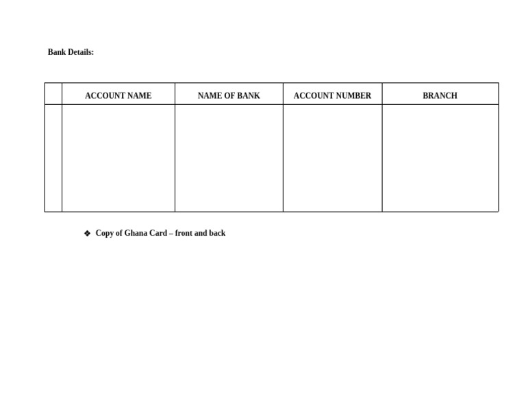 Bank Details Form | PDF