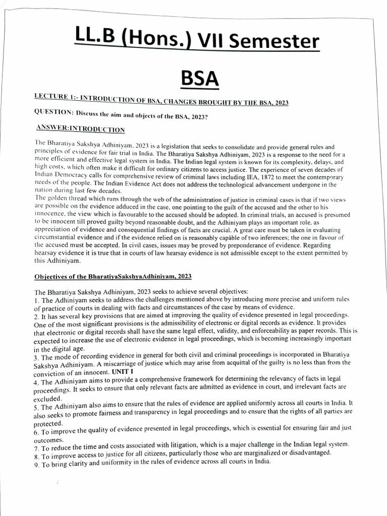 BSA 7th Sem Notes | PDF