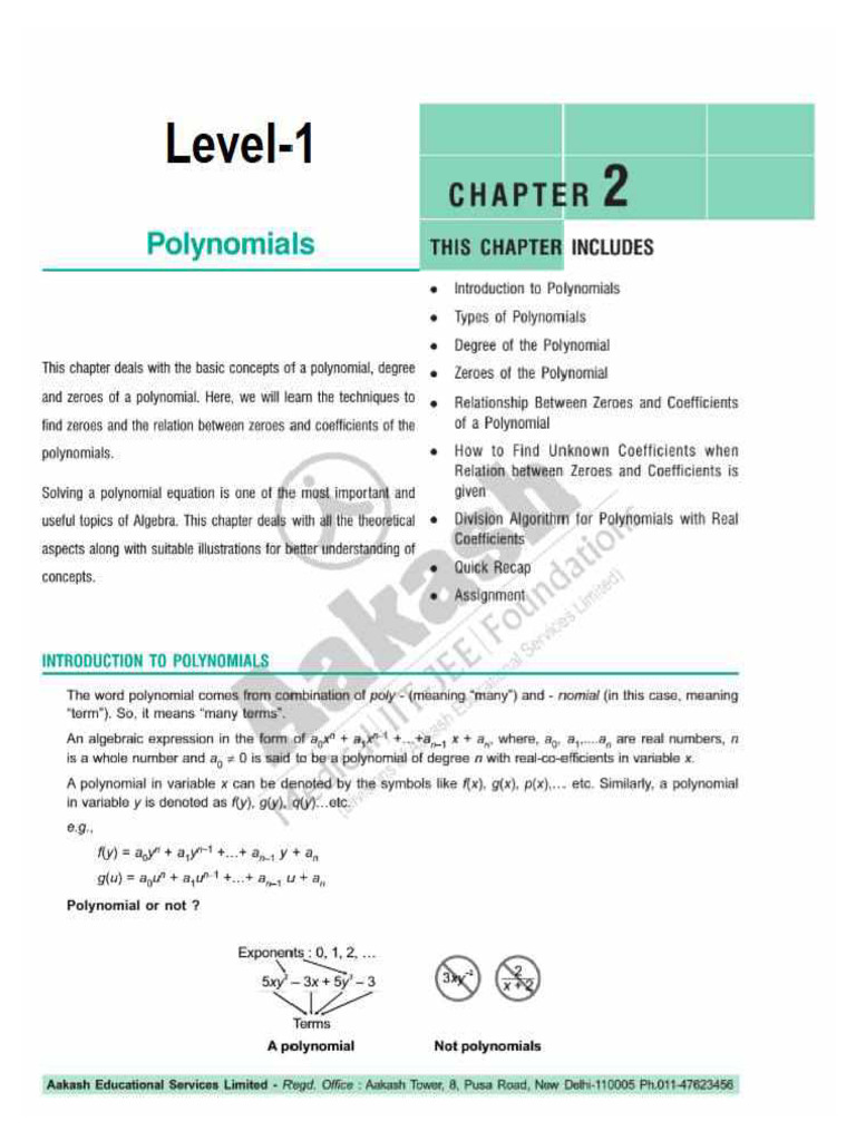 Maths Polynomial | PDF