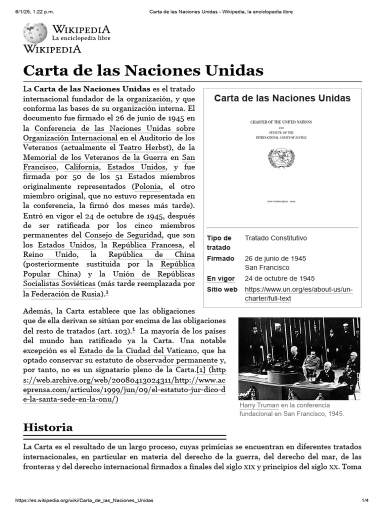 Carta de Las Naciones Unidas | PDF | Relaciones Internacionales ...