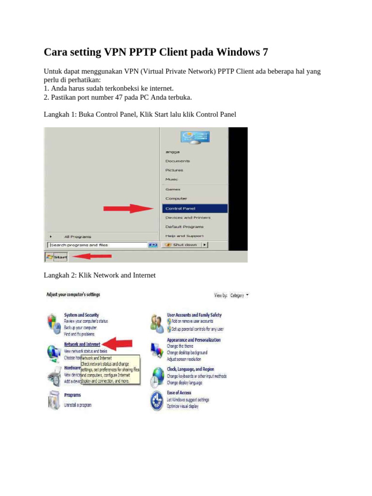 Cara setting VPN PPTP Client pada Windows 7 | PDF