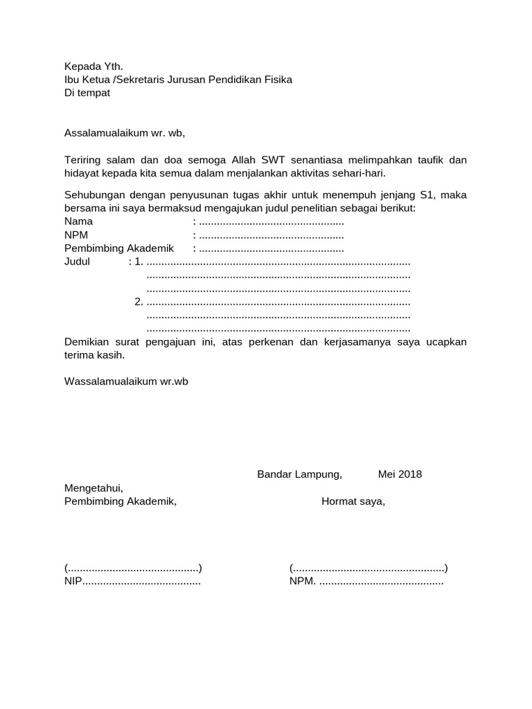 Format Pengajuan Judul | PDF