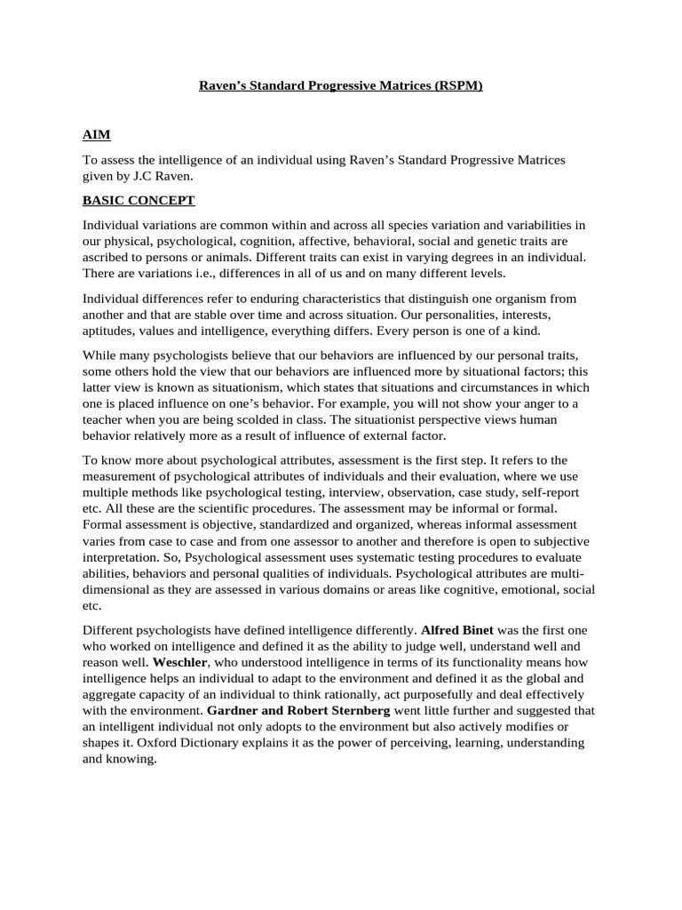 RSPM Report Writing | PDF | Intelligence Quotient | Intelligence