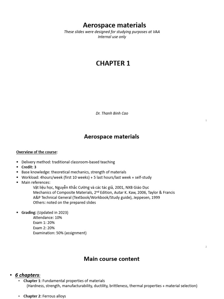 1 Lecture Aerospace Materials Chapter 1 | PDF | Hardness | Deformation (Engineering)
