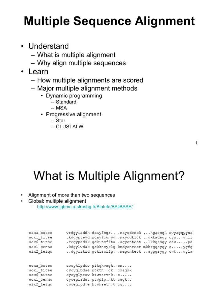 Understanding Multiple Sequence Alignment | PDF | Sequence Alignment | Biostatistics