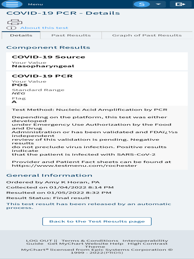 MyChart - Test Details | PDF