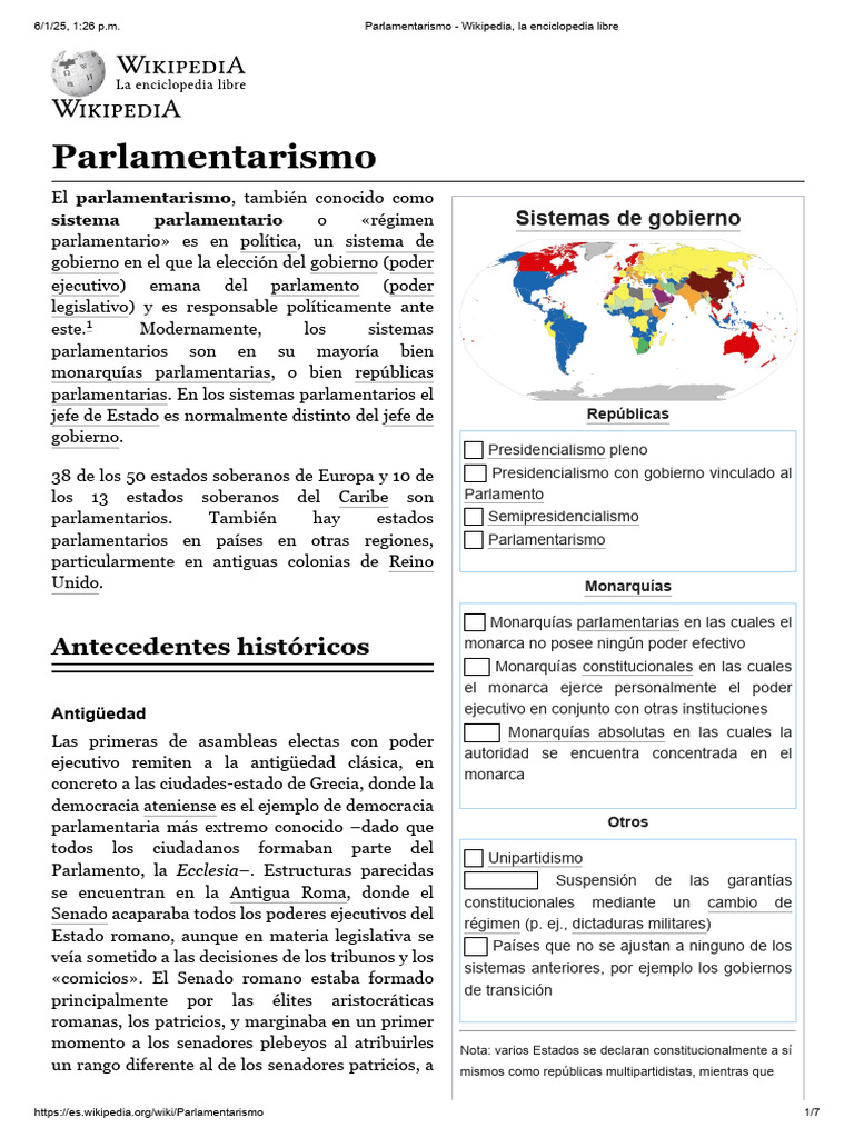 Qué es el parlamentarismo | PDF | Sistema parlamentario | Política mundial
