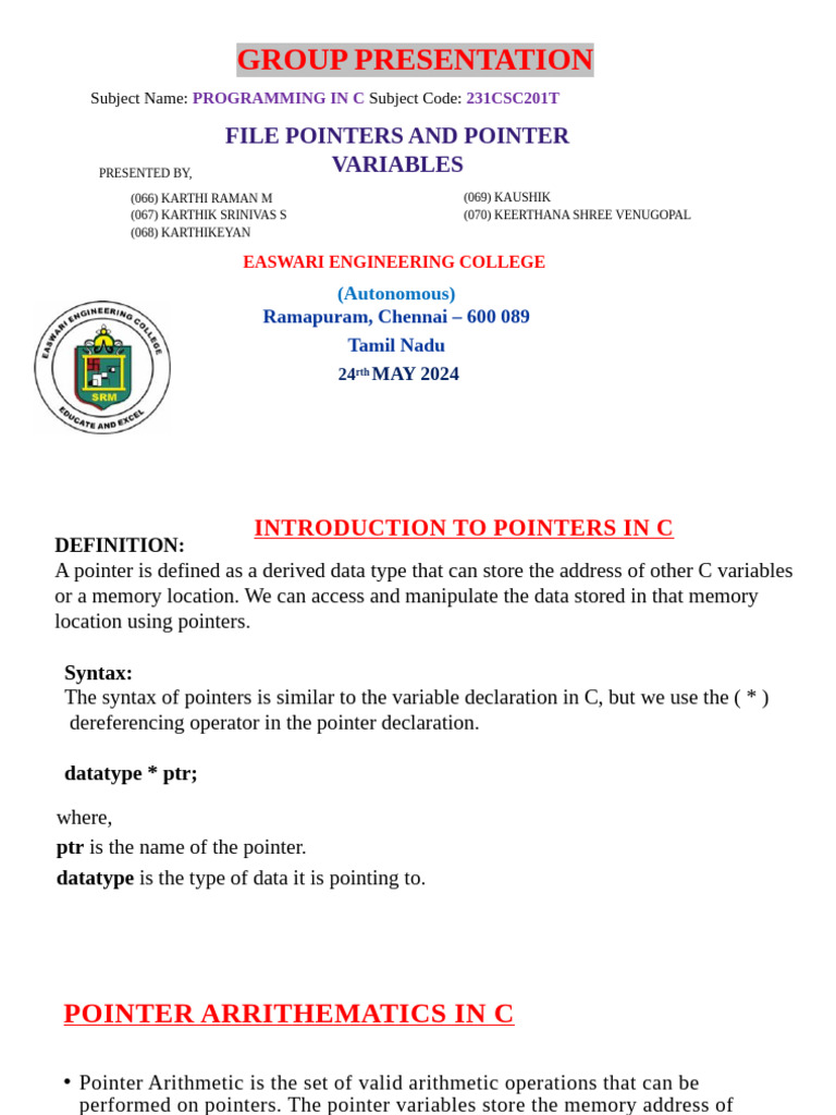 C Programming File Pointers Pdf Pointer Computer Programming 