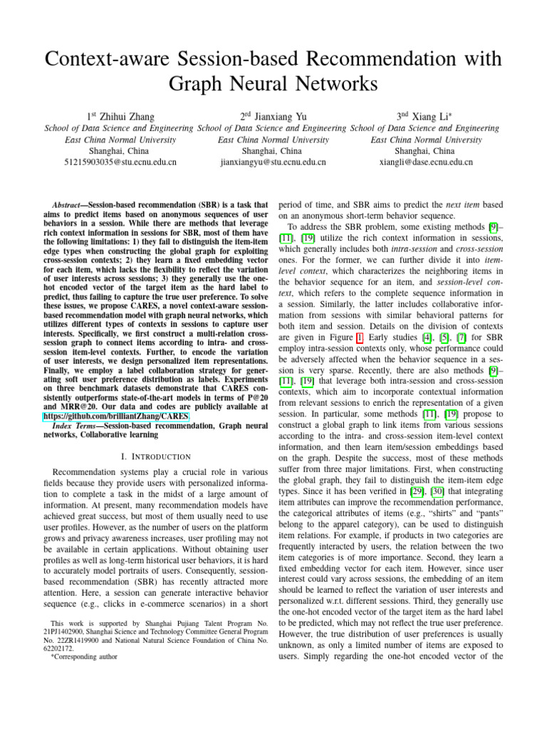 Context Aware Session Based Recommendation With Graph Neural Networks