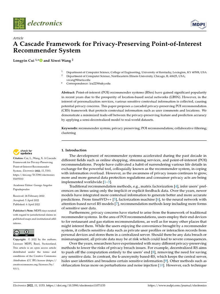 A Cascade Framework For Privacy-Preserving Point-O | PDF | Cluster Analysis | Applied Mathematics