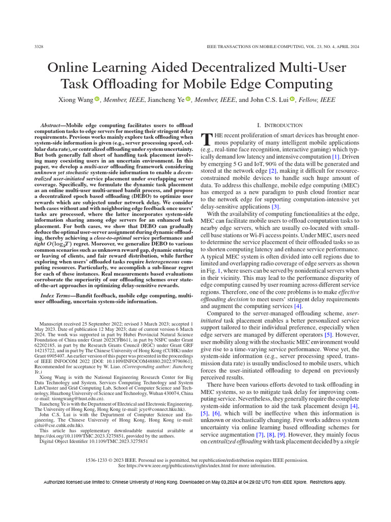 Decentralized Multi-User Task Offloading | PDF | Information | Computing