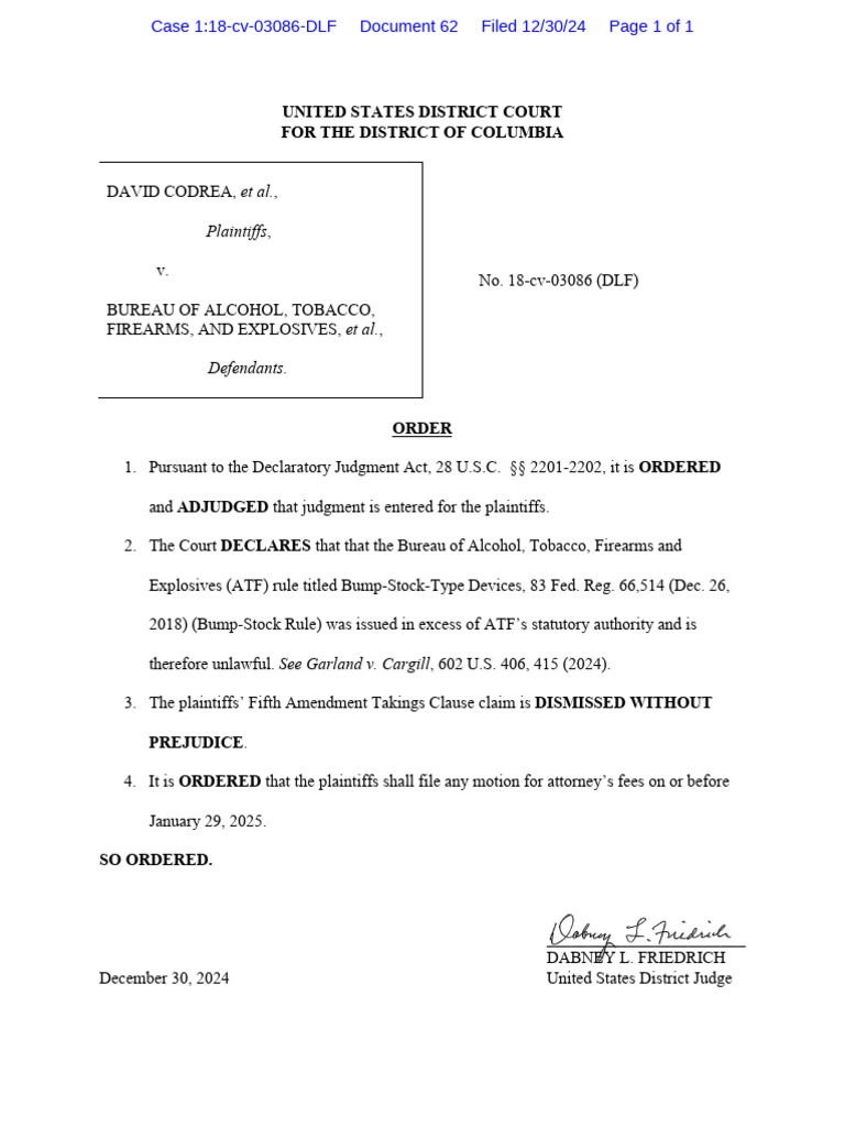 Codrea Bumpstock Judgement | PDF