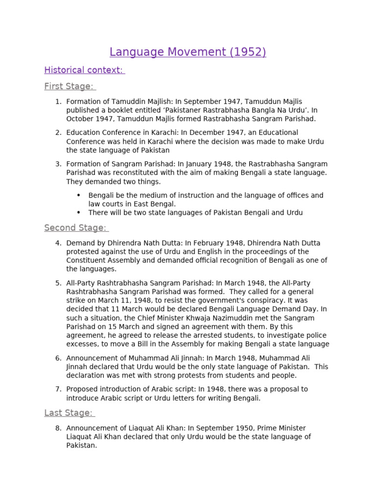 Language movement | PDF | Government Of Pakistan | South Asia