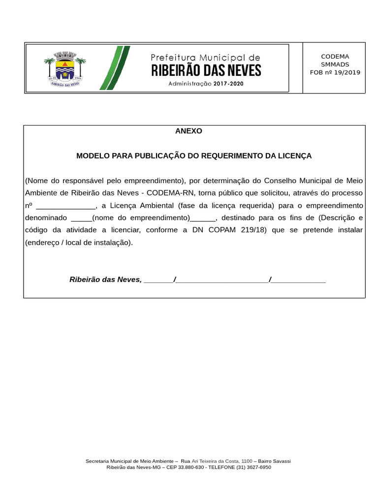 Modelo de Publicação de Licença Ambiental | PDF