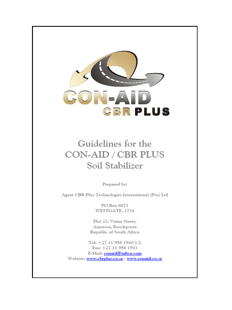 CON-AID / CBR PLUS Soil Stabilization Guide | PDF | Road | Soil