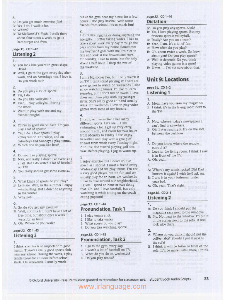 Uint 9 Location S Scripts | PDF