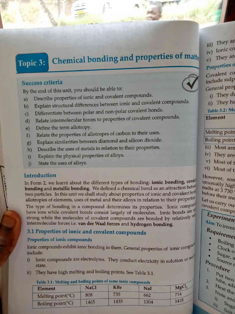 CHEMISTRY-Topic 3 Chemical bonding and properties of matter | PDF