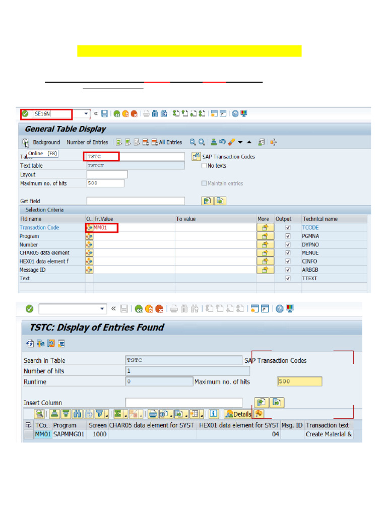 Tcode Table | PDF