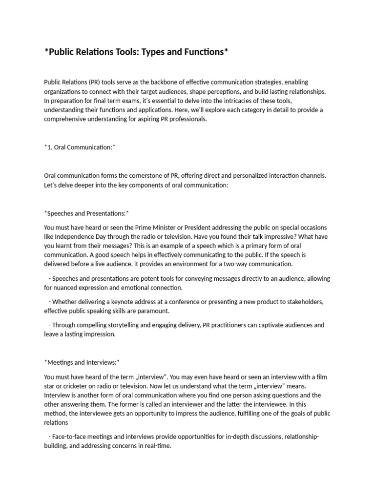 Public Relations Notes (AutoRecovered) | PDF | Public Relations ...