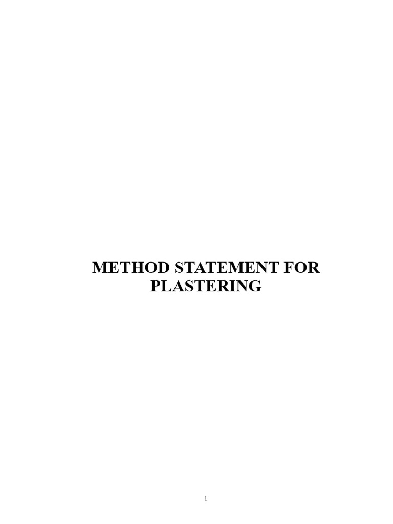METHOD STATEMENT FOR PLASTERING | PDF | Plaster | Mortar (Masonry)