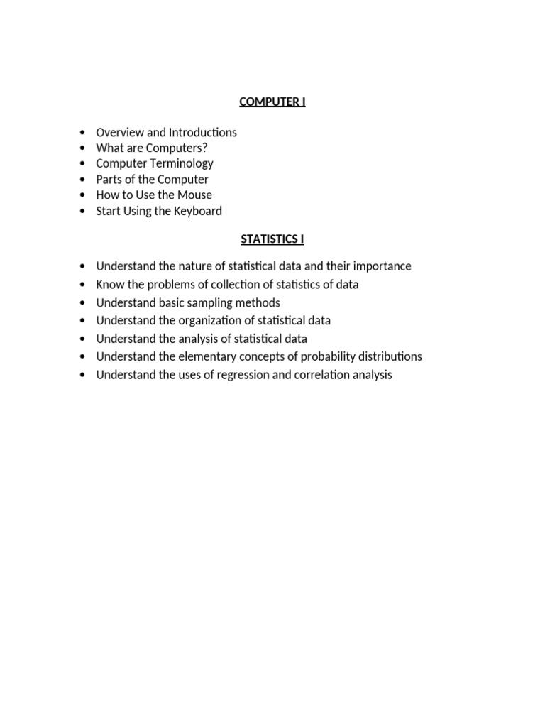 Computer and Statistics Basics Guide | PDF