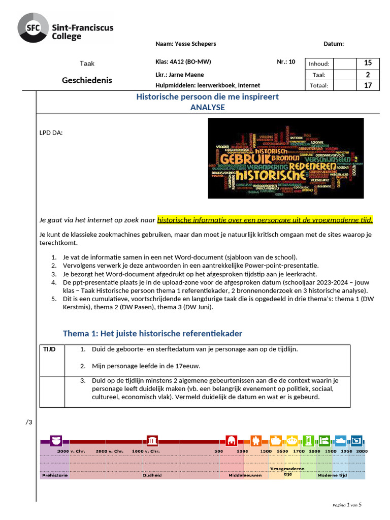 Historische analyse inspirerende persoon VMT (1) | PDF