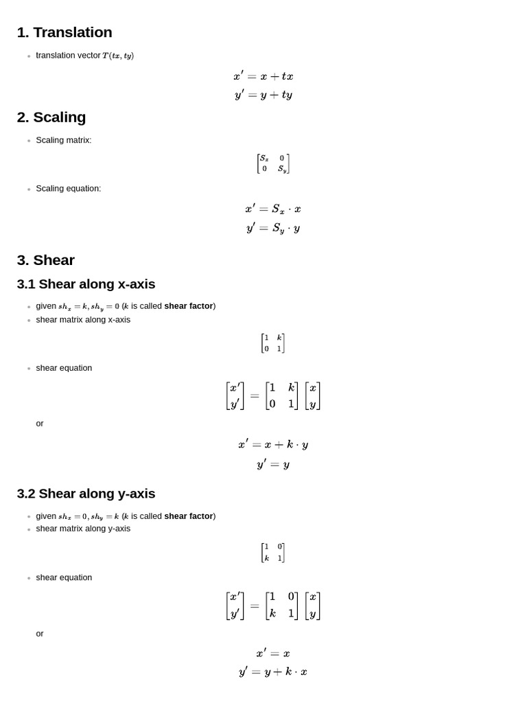 Comp Graphics 2d Transformation Pdf 2 D Computer Graphics Cartesian Coordinate System