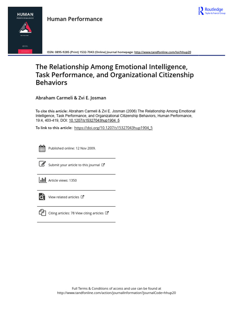 The Relationship Among Emotional Intelligence Task Performance and ...