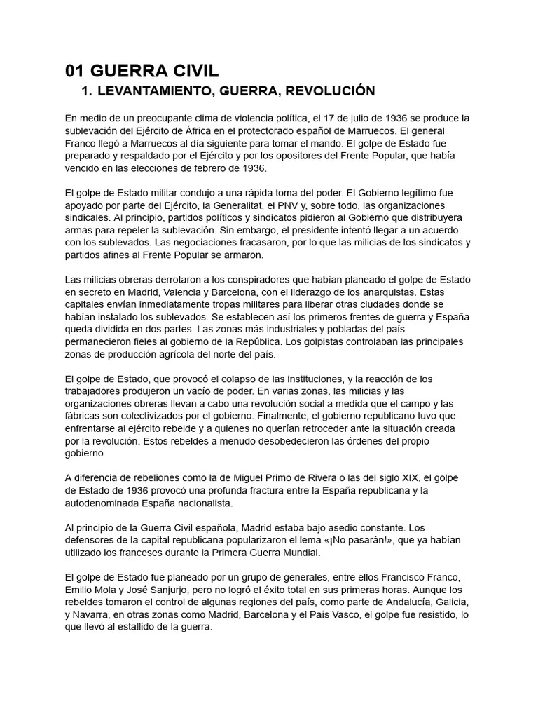 Guerra Civil Española: Orígenes y Desarrollo | PDF | guerra civil ...