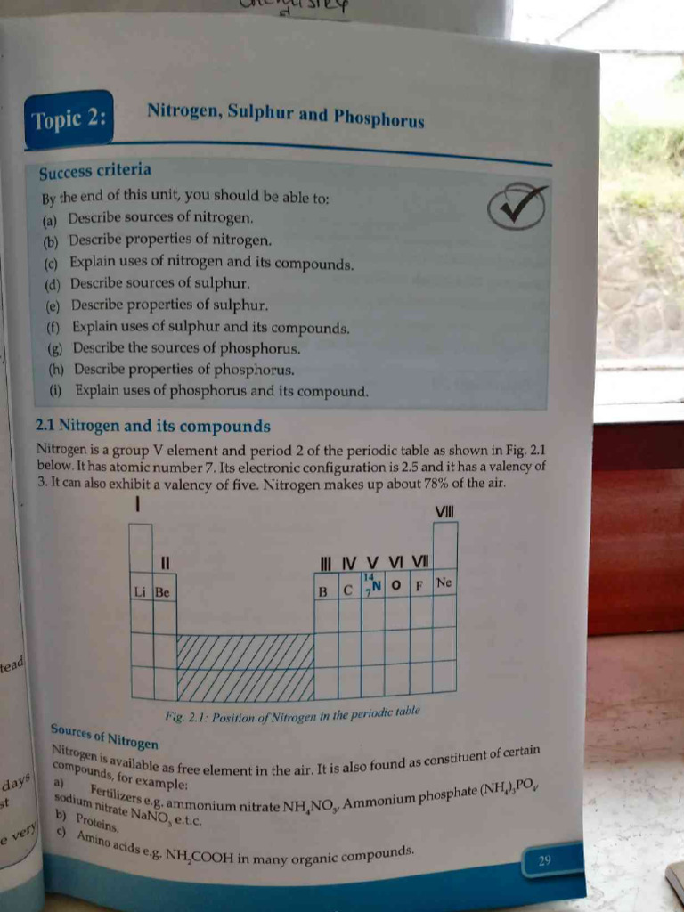 CHEMISTRY-Topic 2 Nitrogen, Sulphur & Phosphorus Notes 1 | PDF