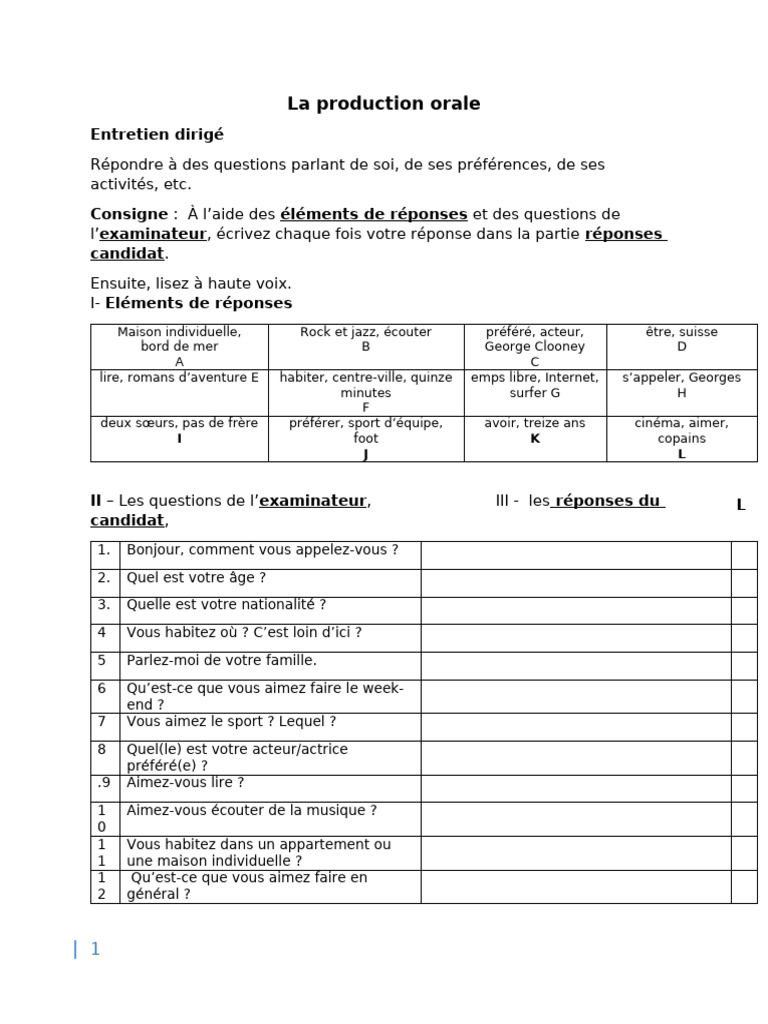 Examen Production Orale | PDF