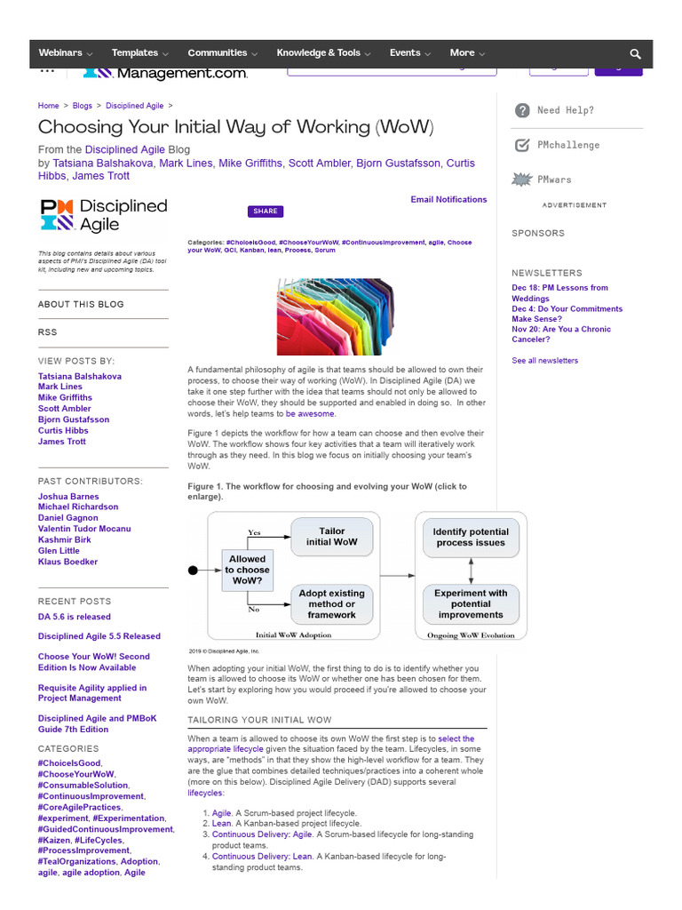Choosing Your Initial Way of Working (WoW) | PDF | Agile Software ...