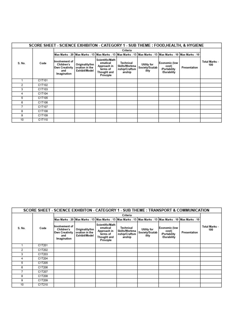 Result of Science Exhibition Judgement Sheet | PDF | Science | Creativity