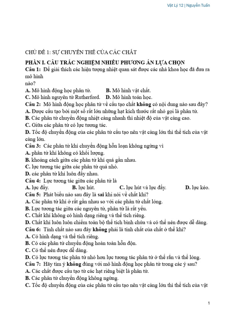 Lí-thuyết-hk1-12 | PDF