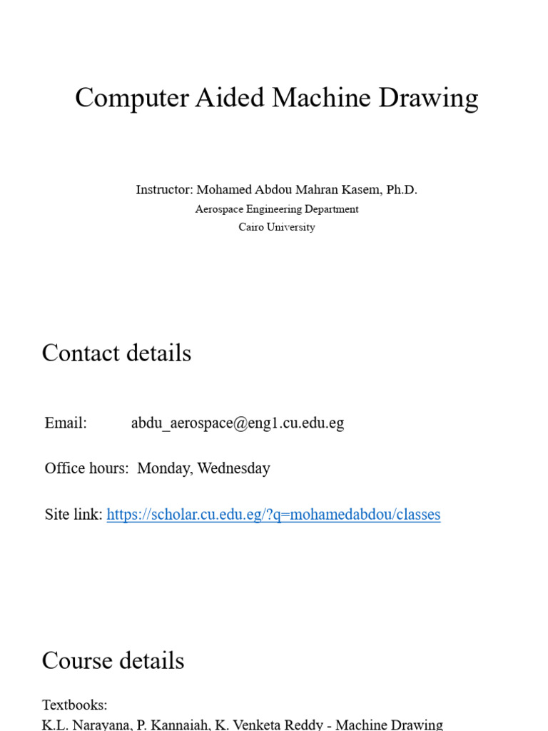 Computer Aided Machine Drawing (Cairo University) (Screw and Bolts ...