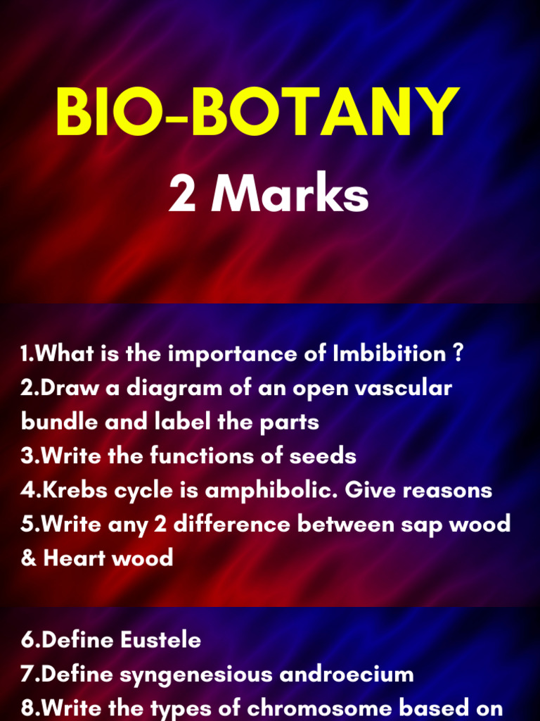 Key Concepts in Bio-Botany Exam Guide | PDF | Leaf | Branches Of Botany