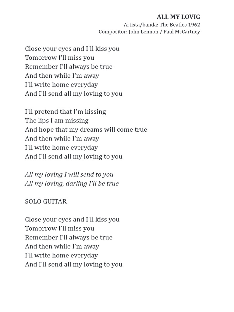 Beatles' Love Ballad Lyrics | PDF