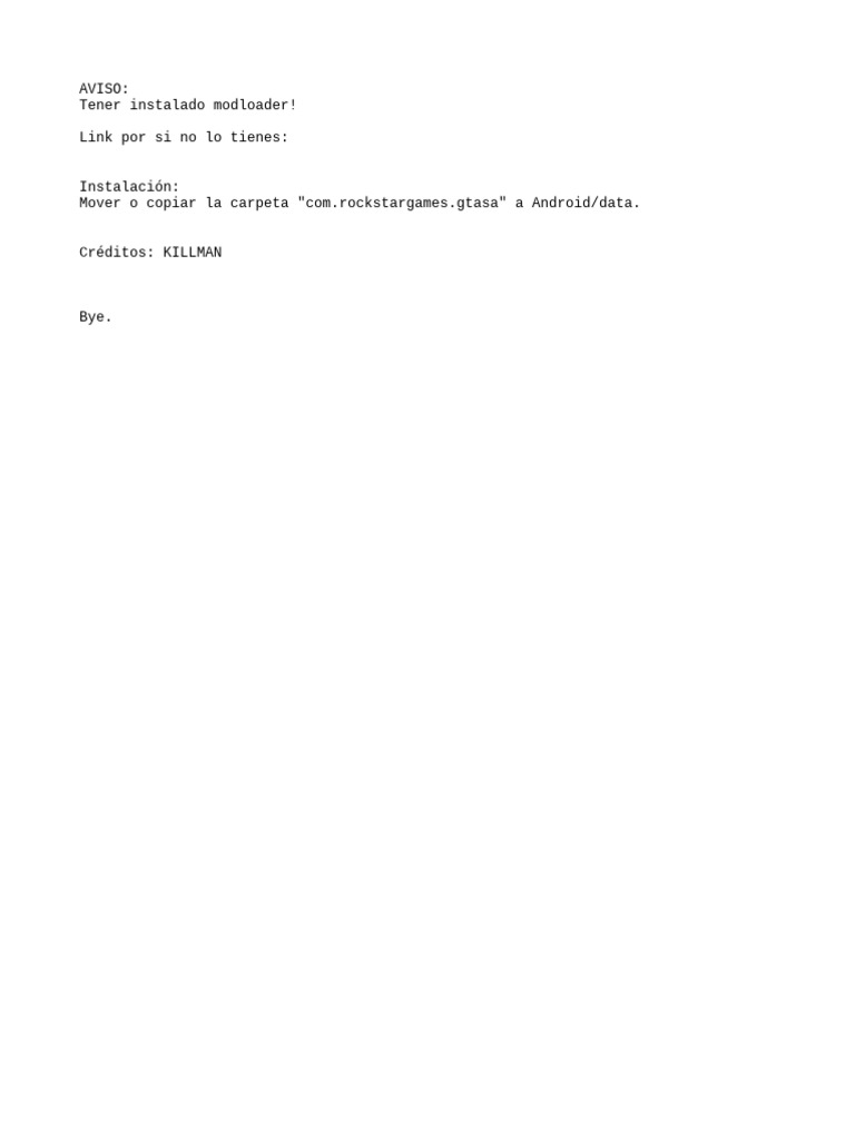 Instalación de modloader para GTA SA | PDF