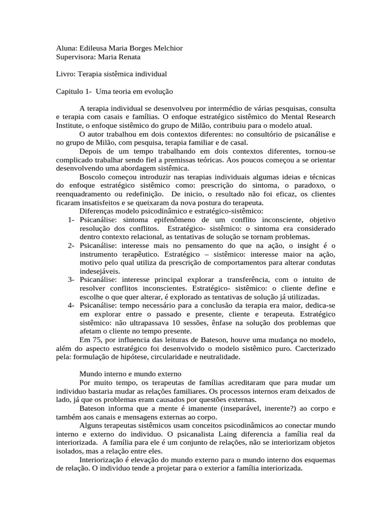 resumo cap 1 | PDF | Psicanálise | Aprendizado