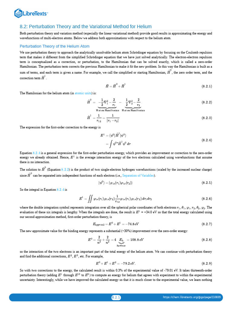 8.02 Perturbation Theory and The Variational Method For Helium | PDF ...