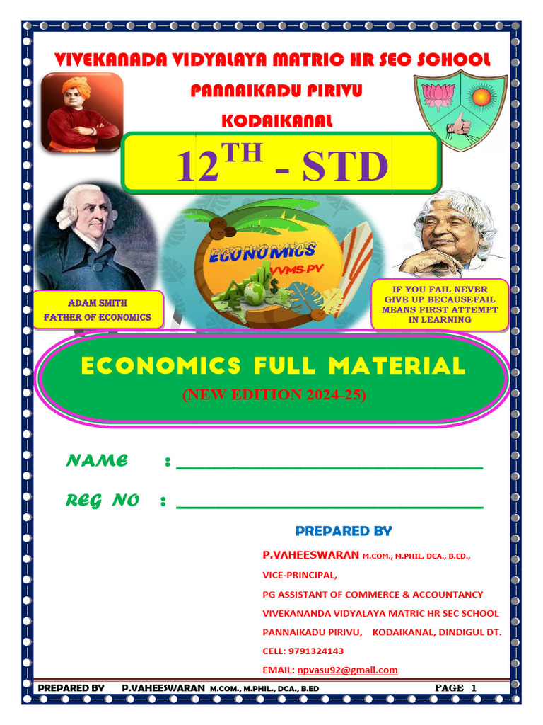 12th Economics Full Study Material English Medium PDF Download | PDF ...