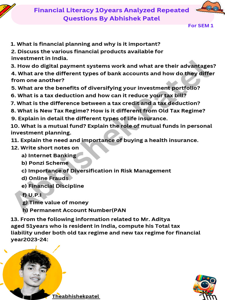 Financial Literacy Exam Guide 2024 | PDF | Tax Deduction | Taxes