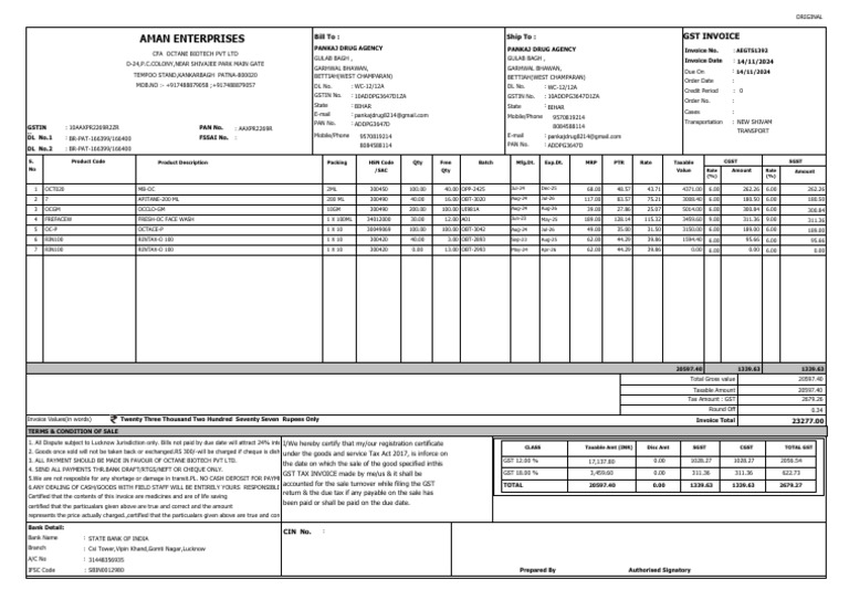GST Invoice for Pharma Products | PDF | Value Added Tax | Banks