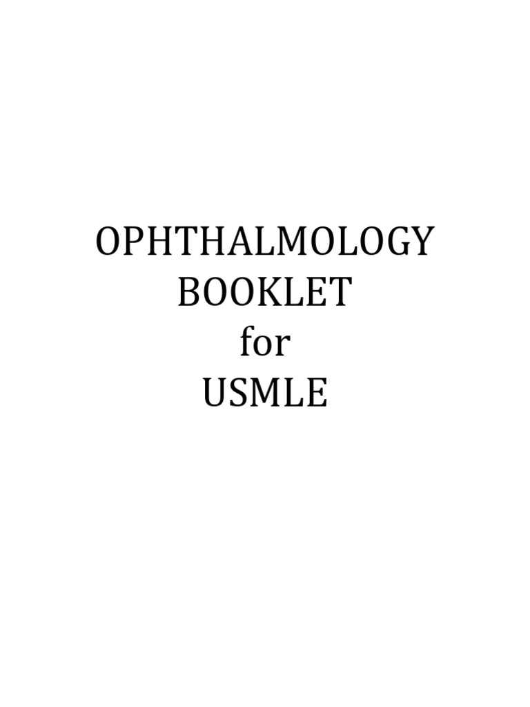 Ophthalmology USMLE Booklet | PDF | Glaucoma | Allergy