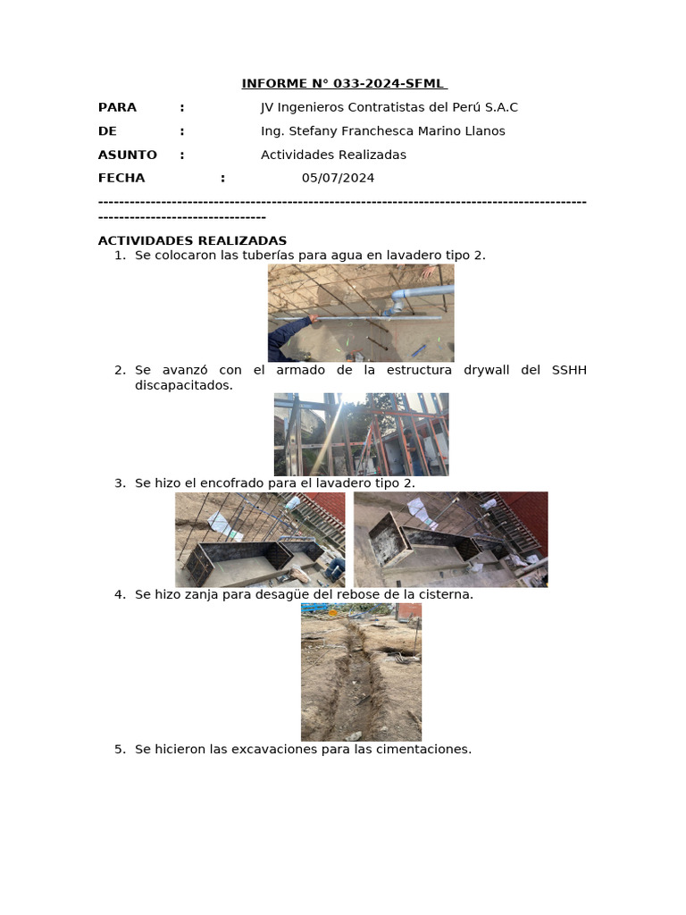 INFORME N° 033-2024-SFML | PDF