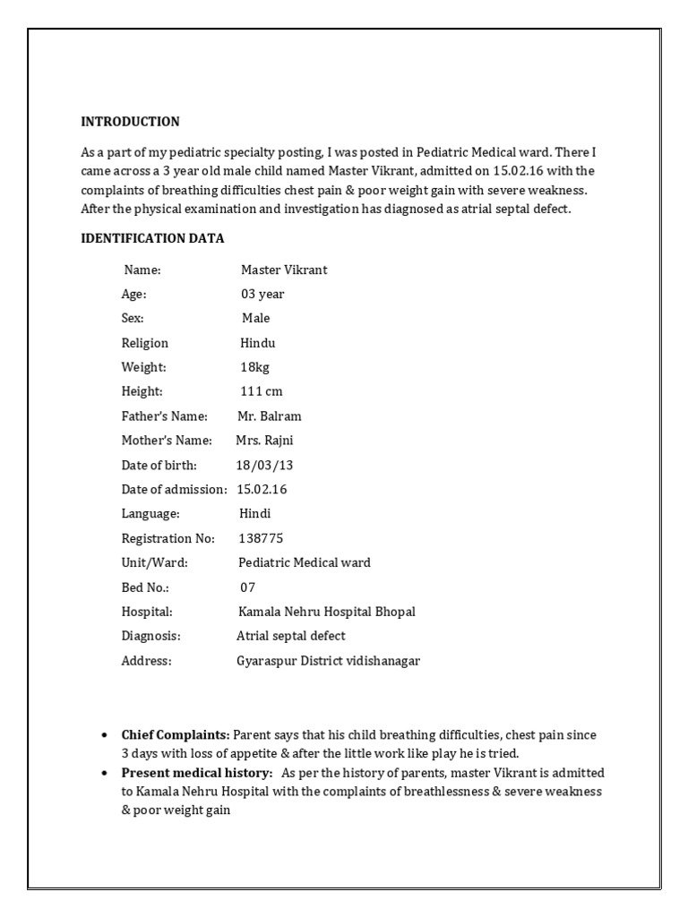 Case Study (Surgical Ward) | PDF | Congenital Heart Defect | Vocabulary