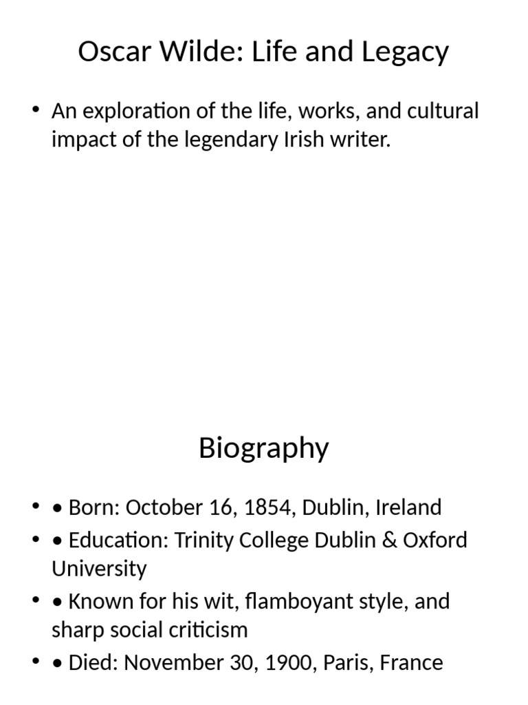 Oscar Wilde: Life and Works Overview | PDF
