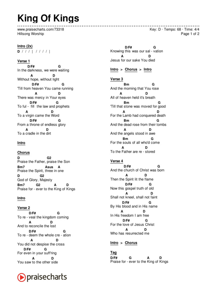 King-Of-Kings-Hillsong-Wor...-Chord-Chart-D-2-Column-Layout | PDF ...